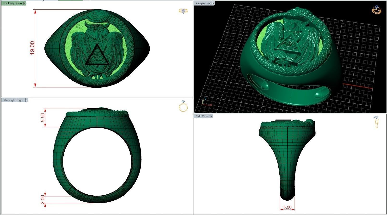 Snake Ouroboros Owl Eye Of Providence Masonic Symbol 3D model 3D ...