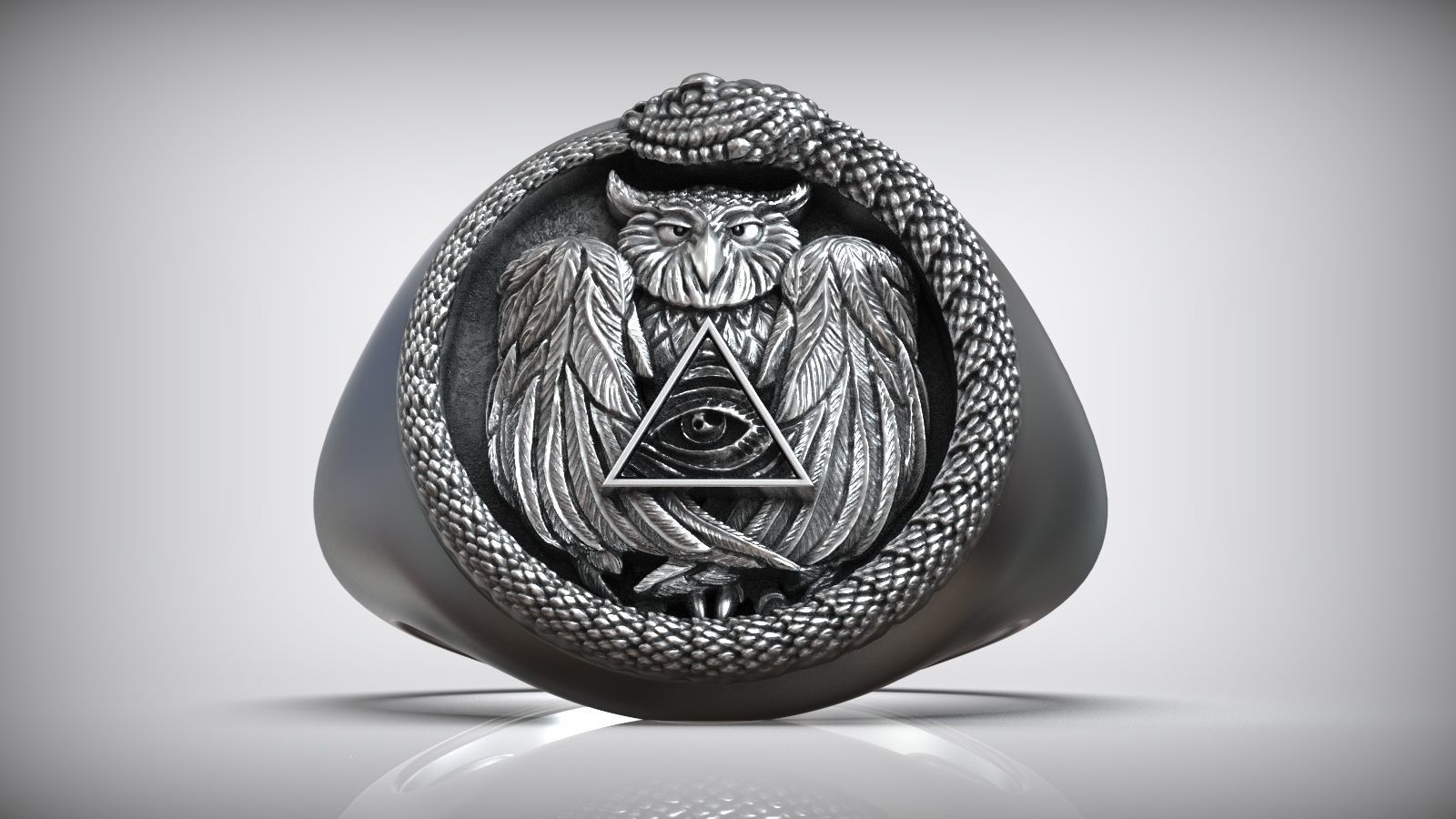 Snake Ouroboros Owl Eye Of Providence Masonic Symbol 3D model 3D ...