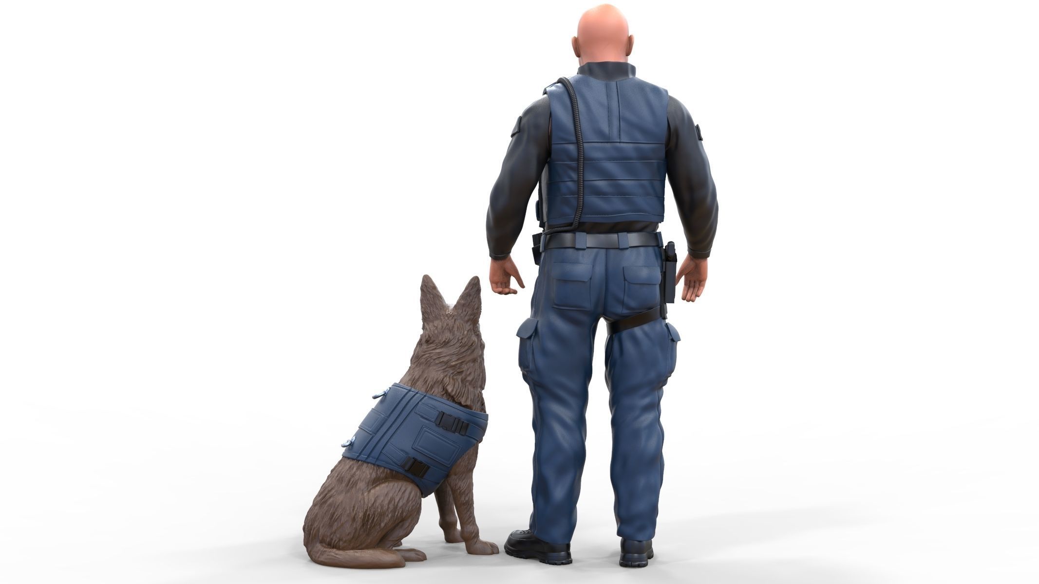 K9 police officer with dog 3D model 3D printable | CGTrader