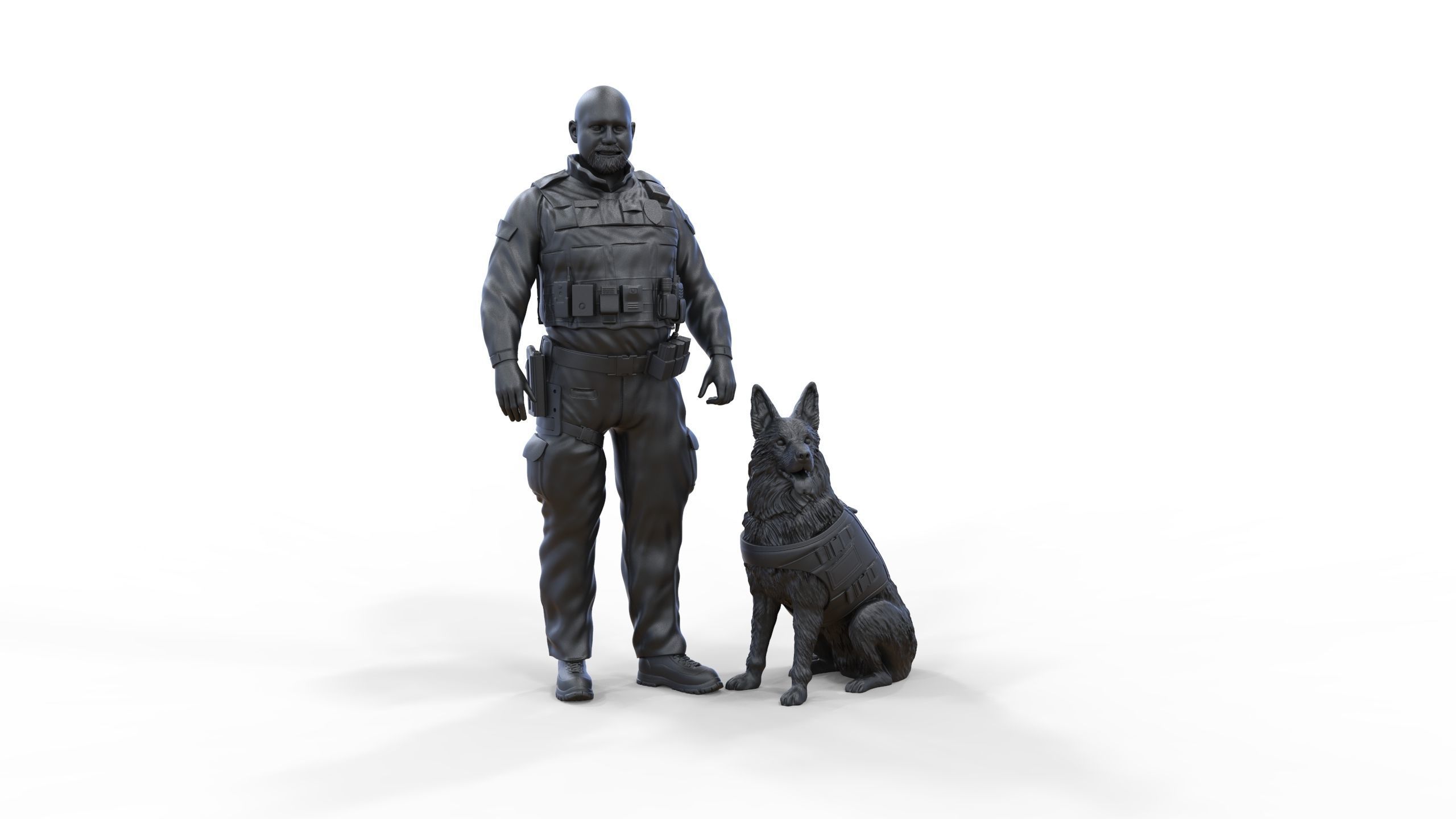 K9 police officer with dog 3D model 3D printable | CGTrader