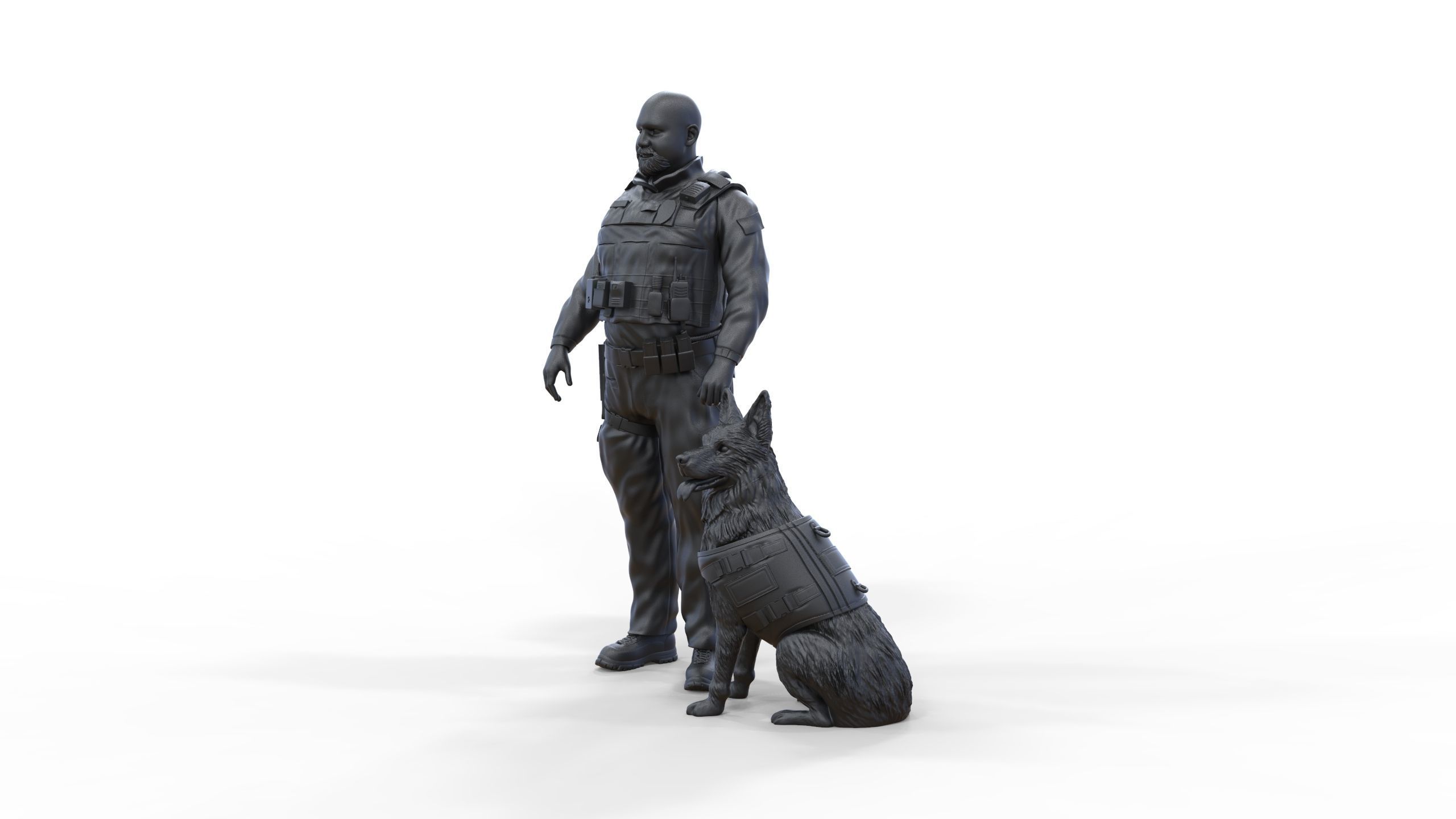 K9 police officer with dog 3D model 3D printable | CGTrader