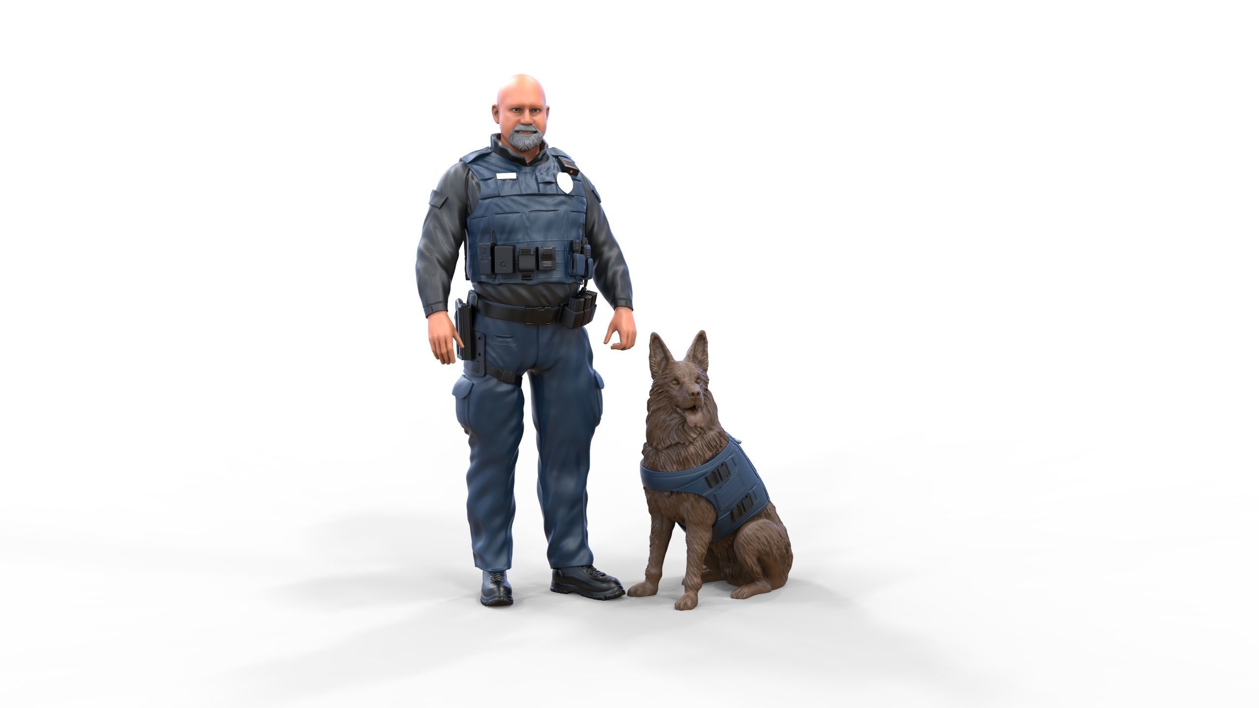 K9 police officer with dog 3D model 3D printable | CGTrader