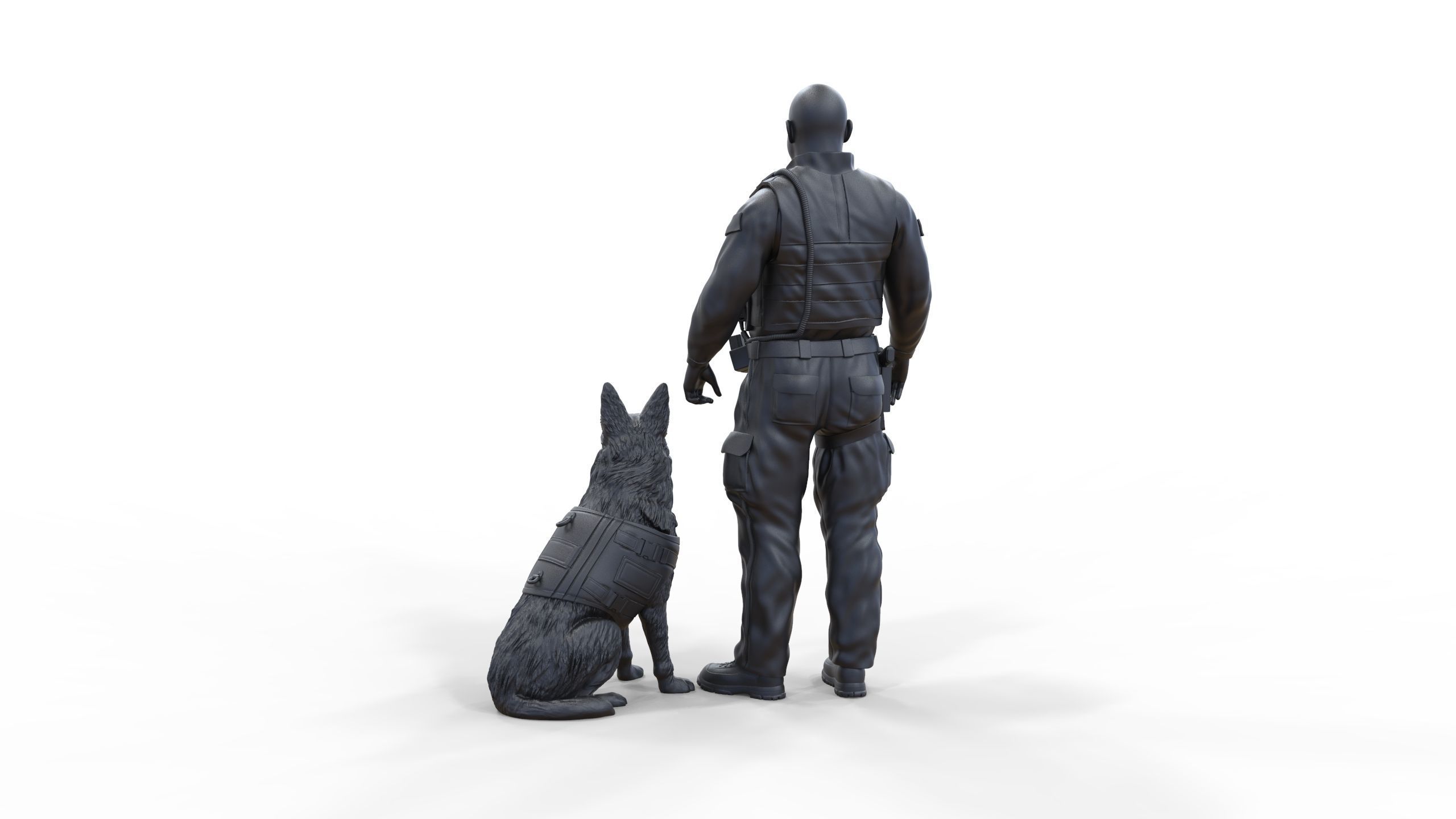K9 police officer with dog 3D model 3D printable | CGTrader