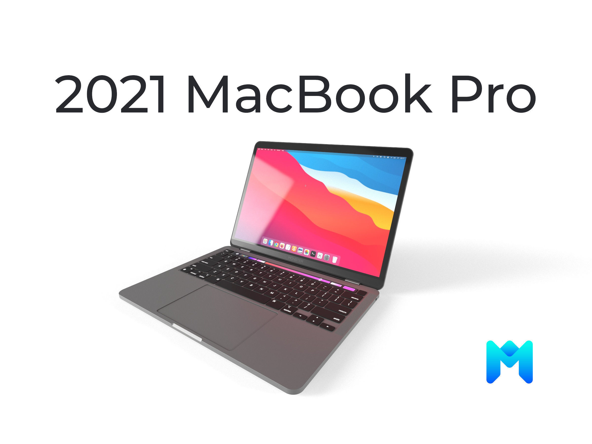 3D model 2021 Macbook Pro With Touchbar VR / AR / low-poly | CGTrader