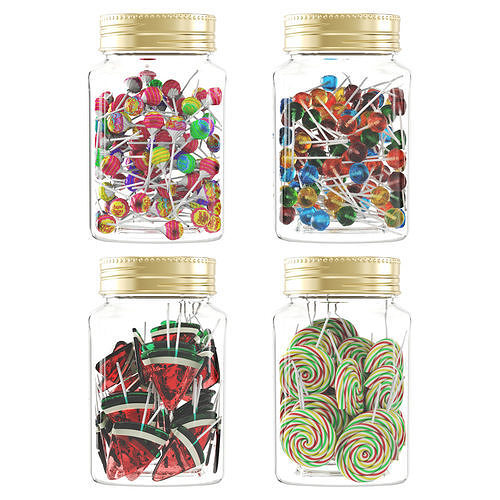 Lollipops in a glass jar 3D model | CGTrader