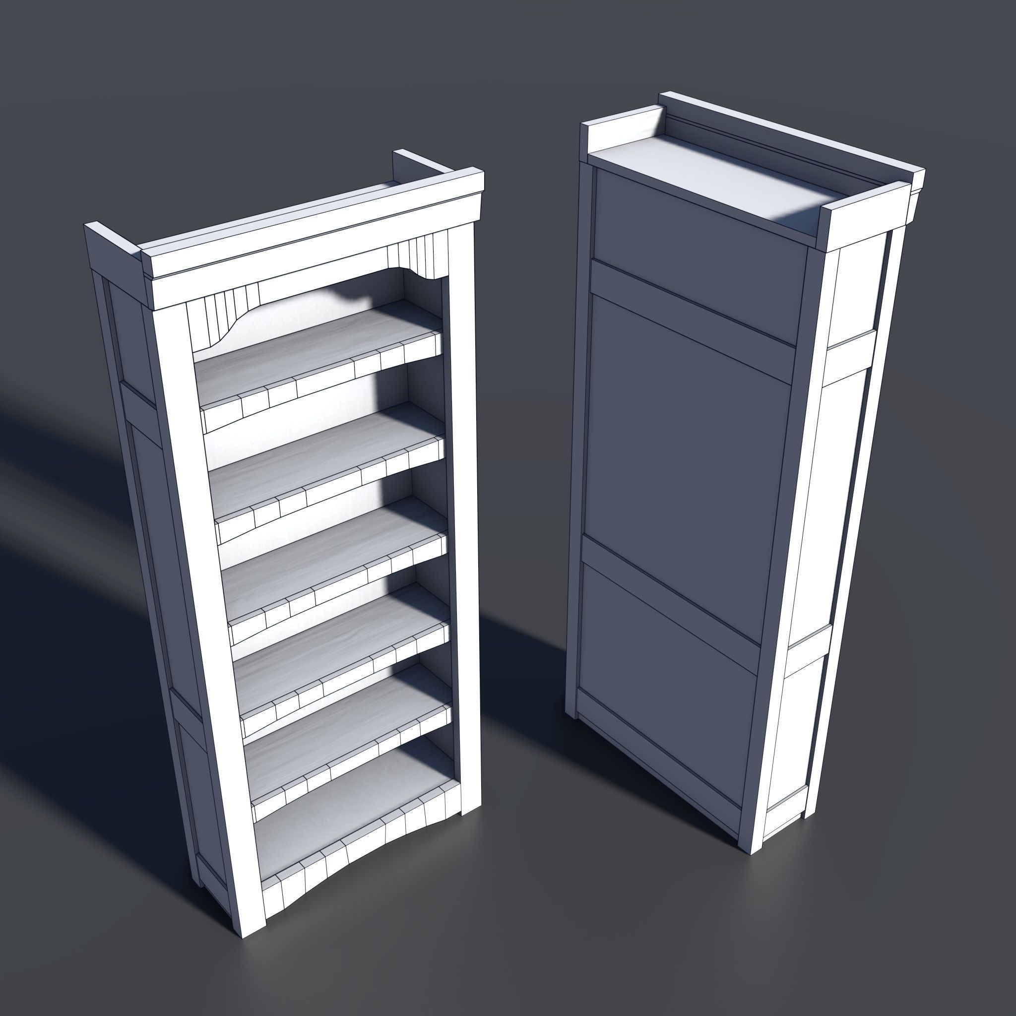 3D model Wooden Bookcases VR / AR / low-poly | CGTrader