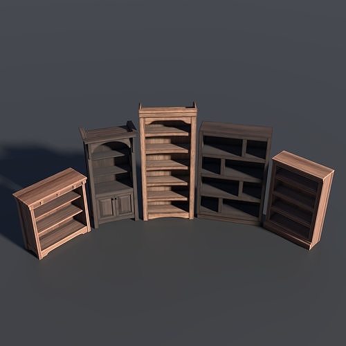 3D model Wooden Bookcases VR / AR / low-poly | CGTrader