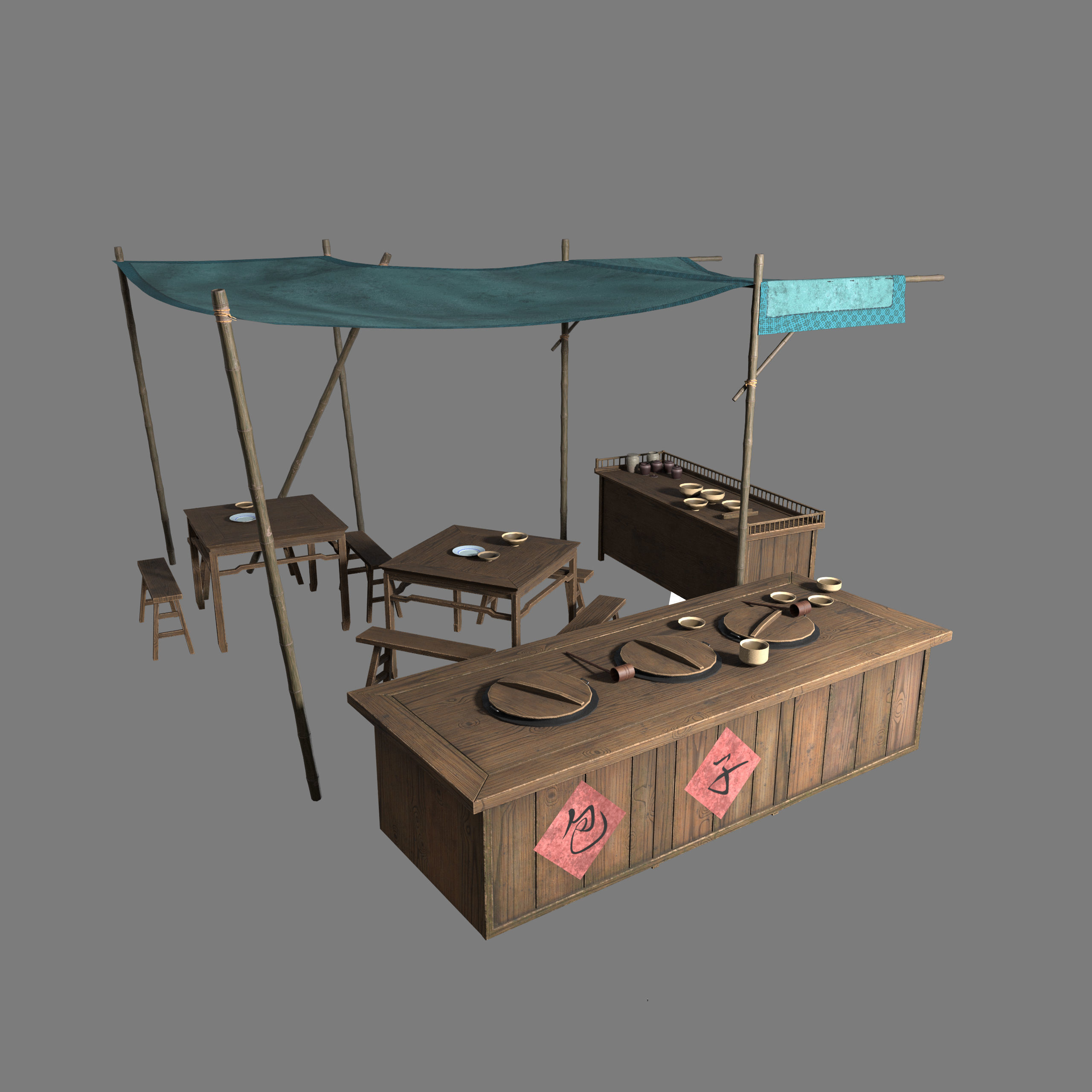 Ancient Tea Stall 3D model | CGTrader