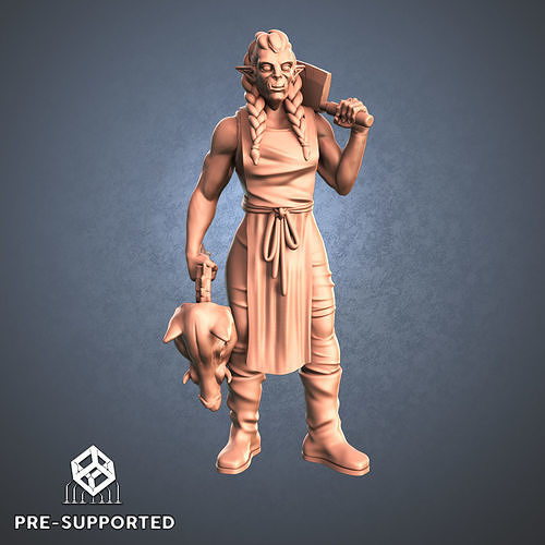 Female orc butcher 3D model 3D printable | CGTrader