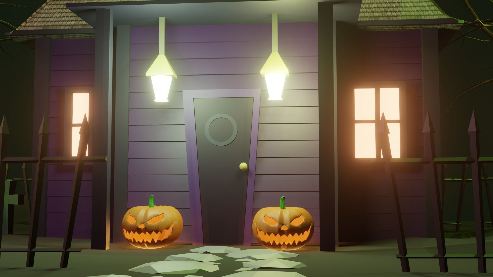 3D model Halloween Haunted House Spooky Low Poly Model 3D model VR / AR ...