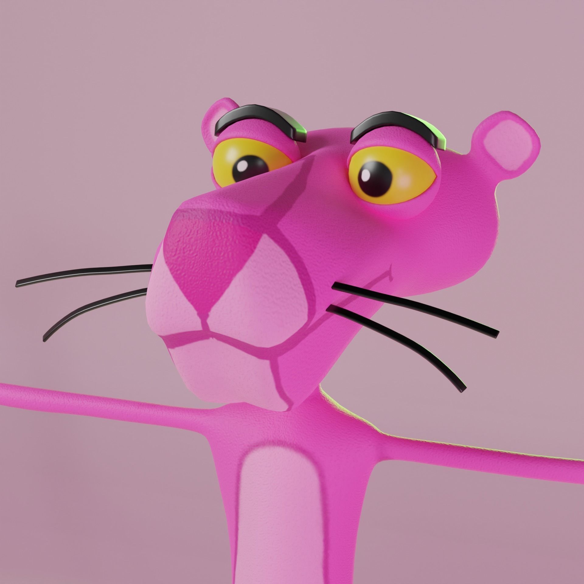 3D model pink panther character VR / AR / low-poly | CGTrader