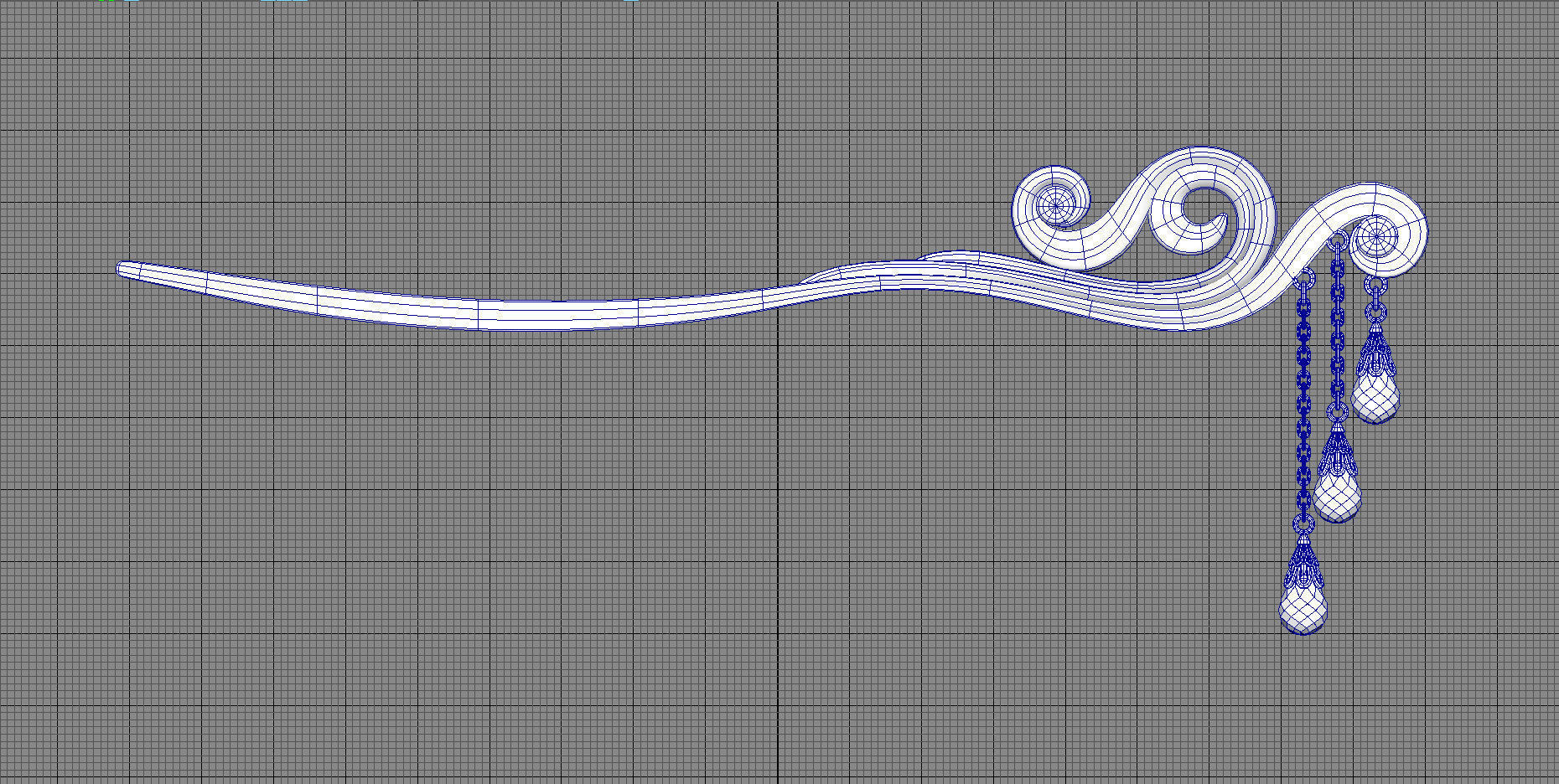 3D model Chinese Traditional Scroll Golden Hairstick-Hair Pin ...