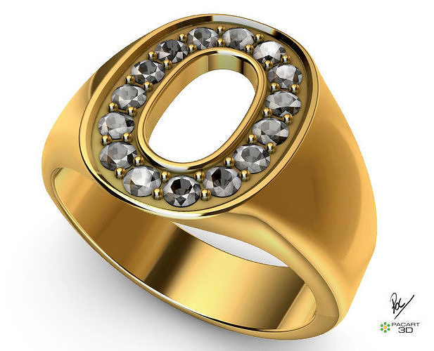 Seal ring with the letter O with gems of 2 mm each 3D model 3D ...