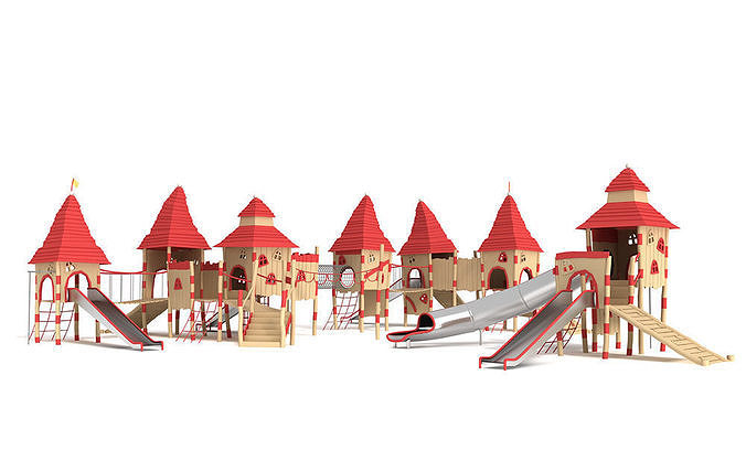 Forest castle wooden playground set 3D model | CGTrader