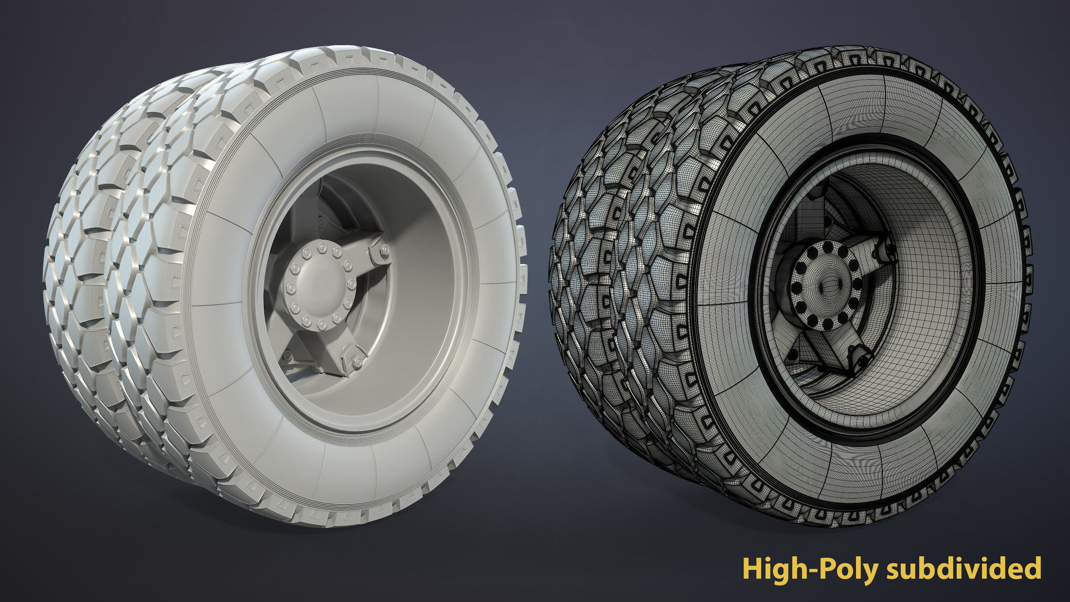 Military Truck Wheels High-Poly Set 3D model | CGTrader