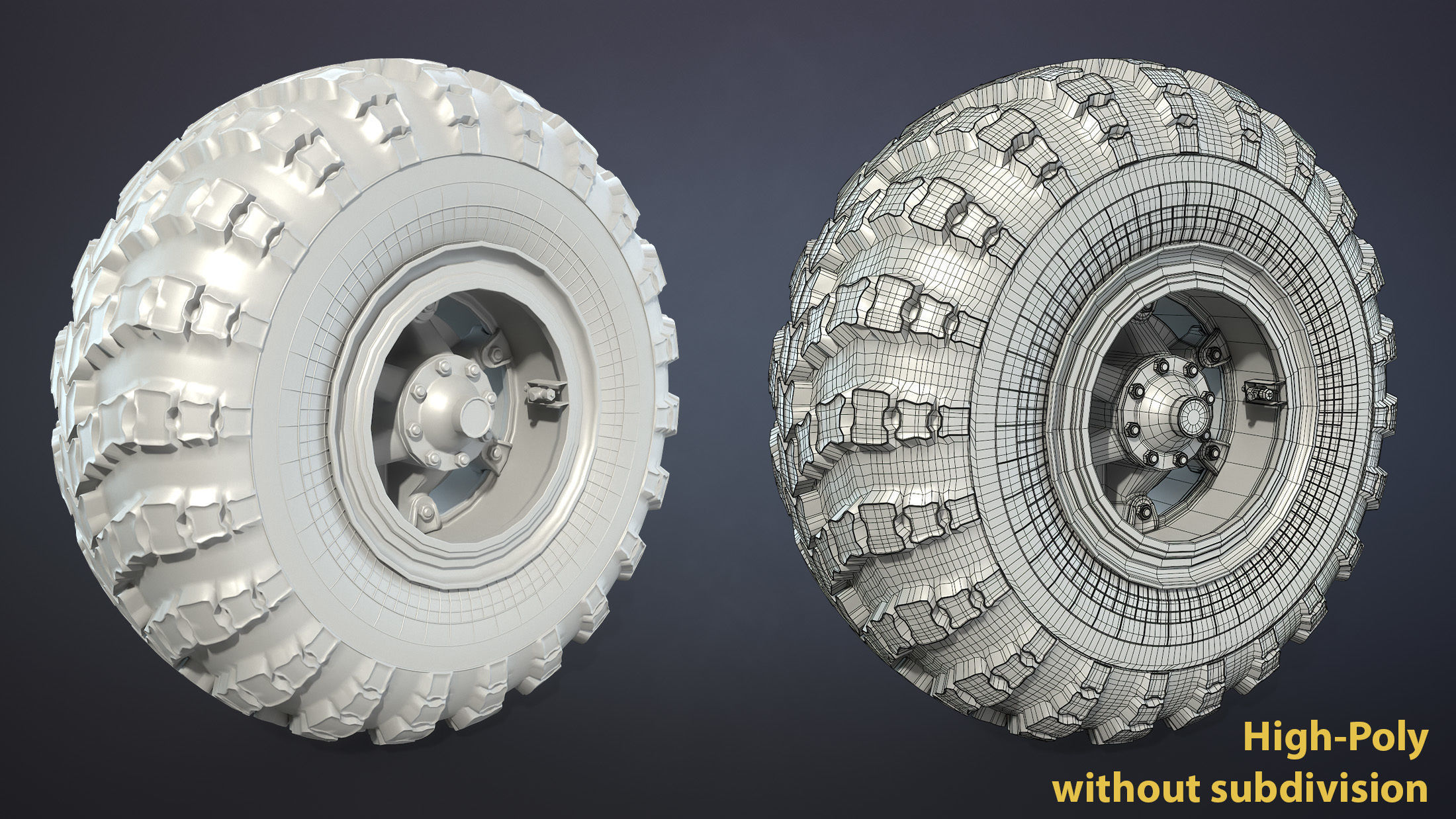 Military Truck Wheels High-Poly Set 3D model | CGTrader