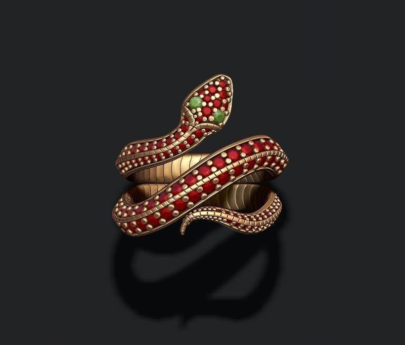 Snake ring with gems 3D model 3D printable | CGTrader