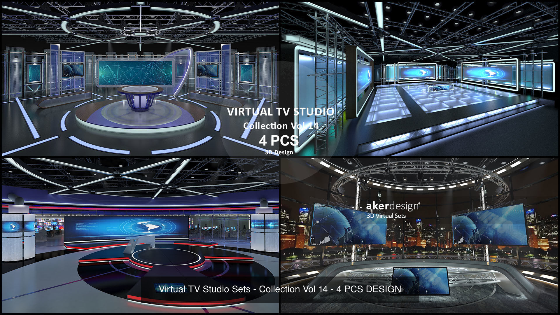 Virtual TV Studio Sets - Collection Vol 16 - 9 PCS DESIGN | CGTrader