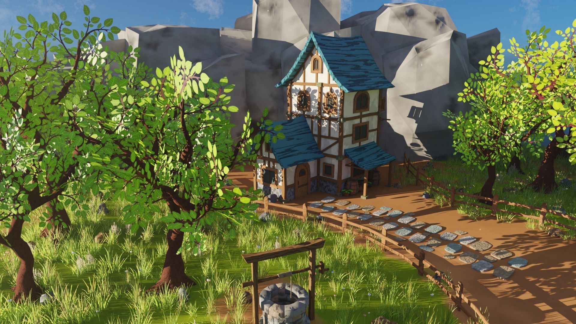 3D model Low poly Medieval House scene VR / AR / low-poly | CGTrader