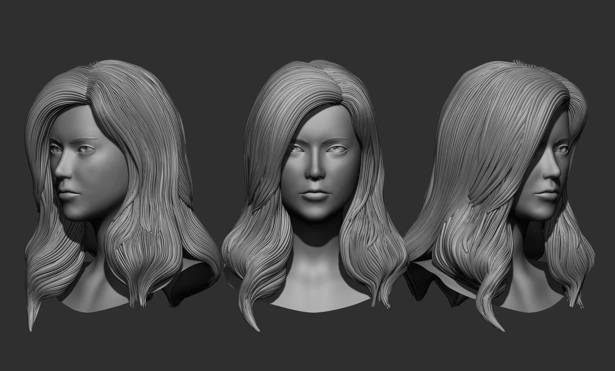 28 Female hair 3D model | CGTrader