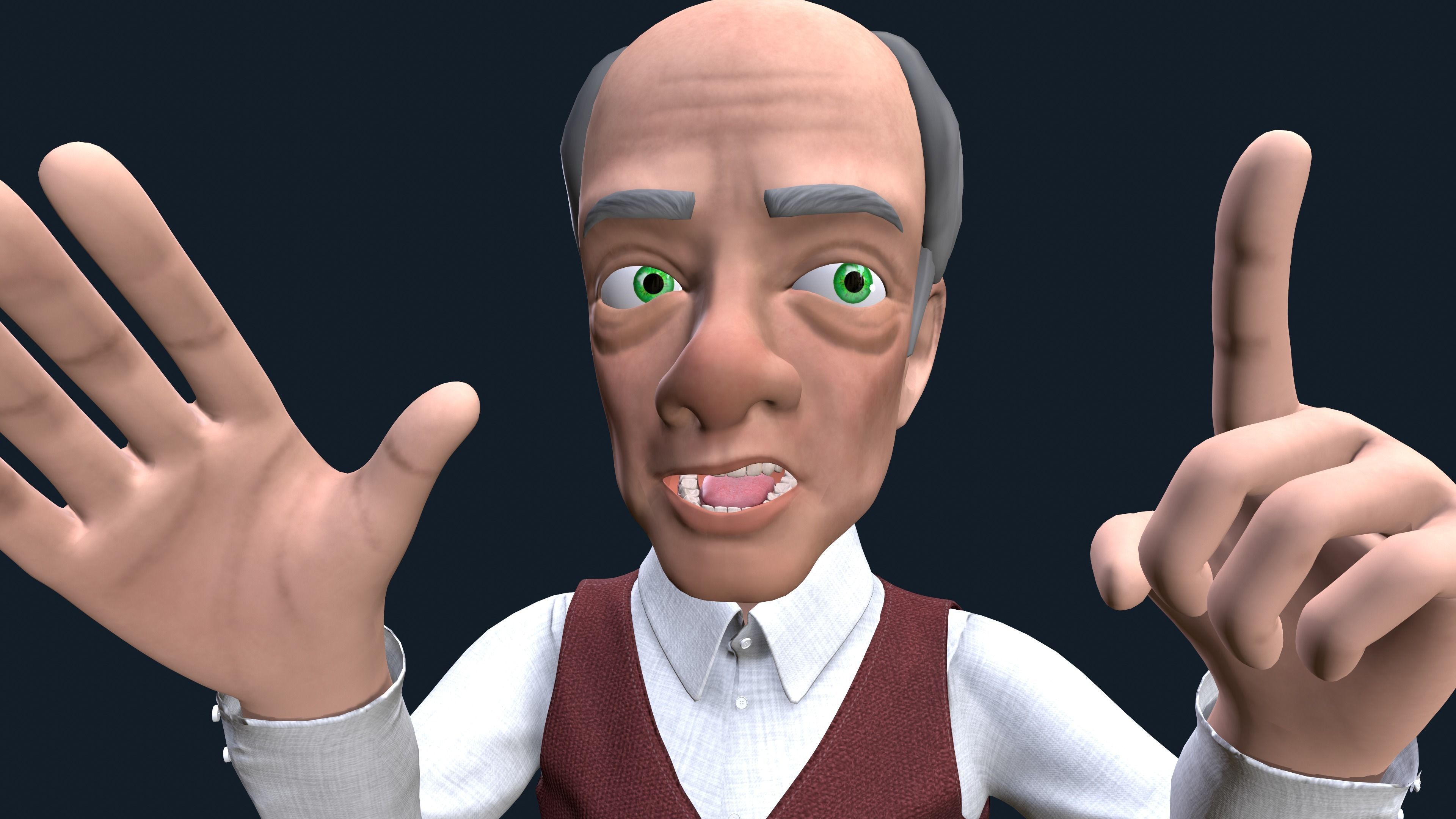 3D model Cartoon Old man GrandPa with Rig VR / AR / low-poly | CGTrader
