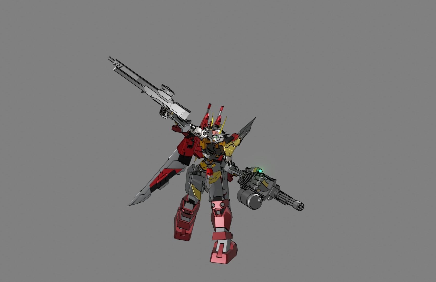 Attacker Gundam 7 A 3D model animated rigged | CGTrader