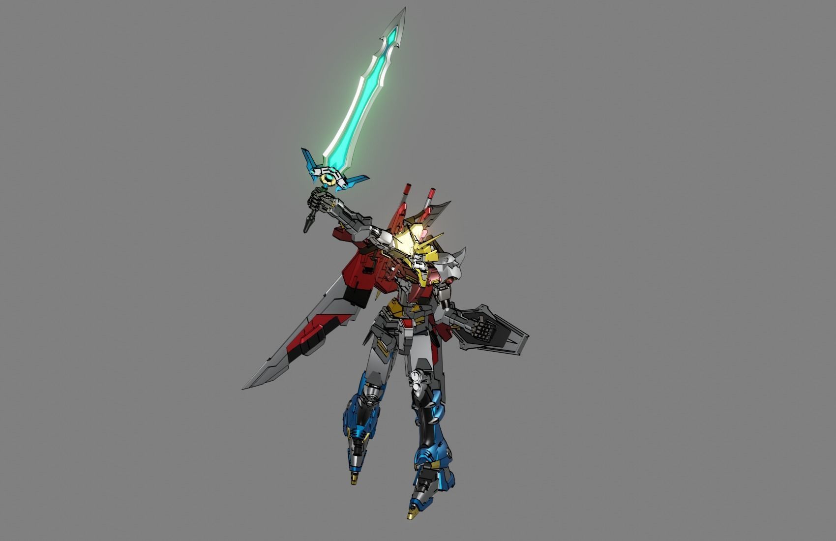 Attacker Gundam 5 A 3D model animated rigged | CGTrader