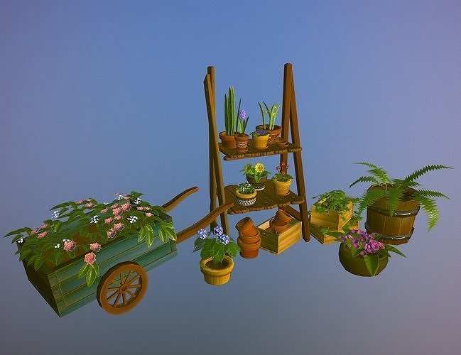 3D model Stylized flower pots asset VR / AR / low-poly | CGTrader
