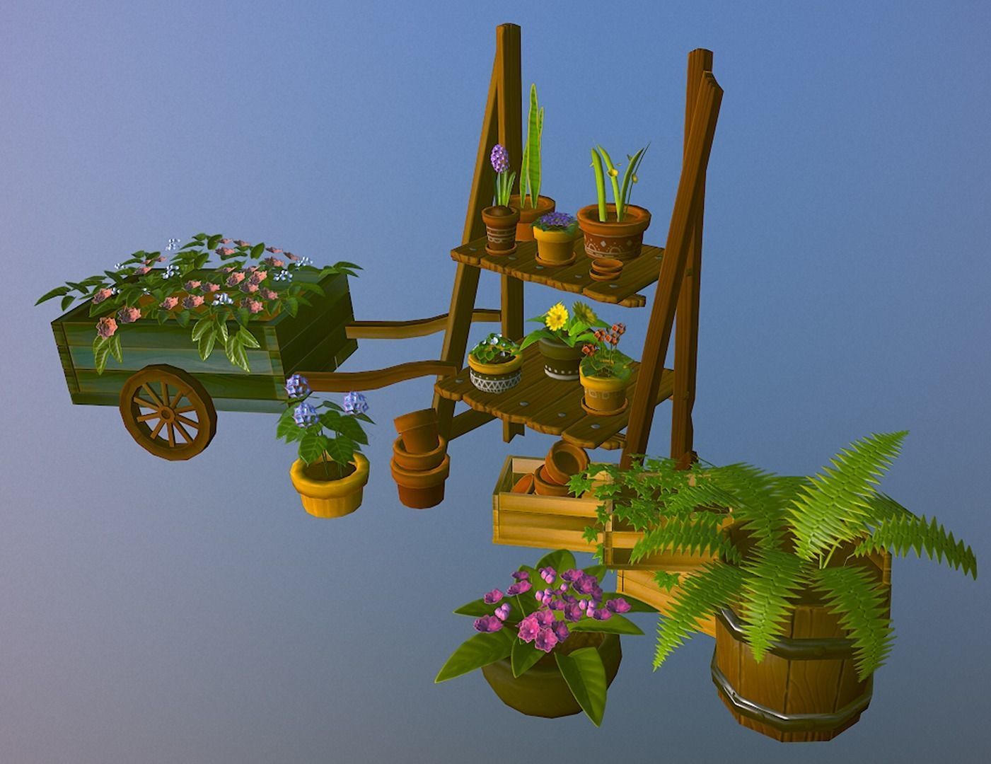 3D model Stylized flower pots asset VR / AR / low-poly | CGTrader