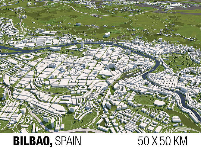 Bilbao 50x50km City Map Model 3D model | CGTrader