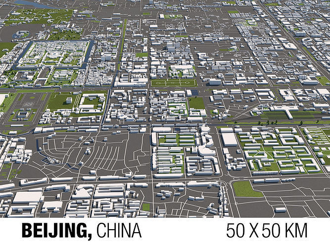 Beijing 50x50km City Map Model 3D model | CGTrader