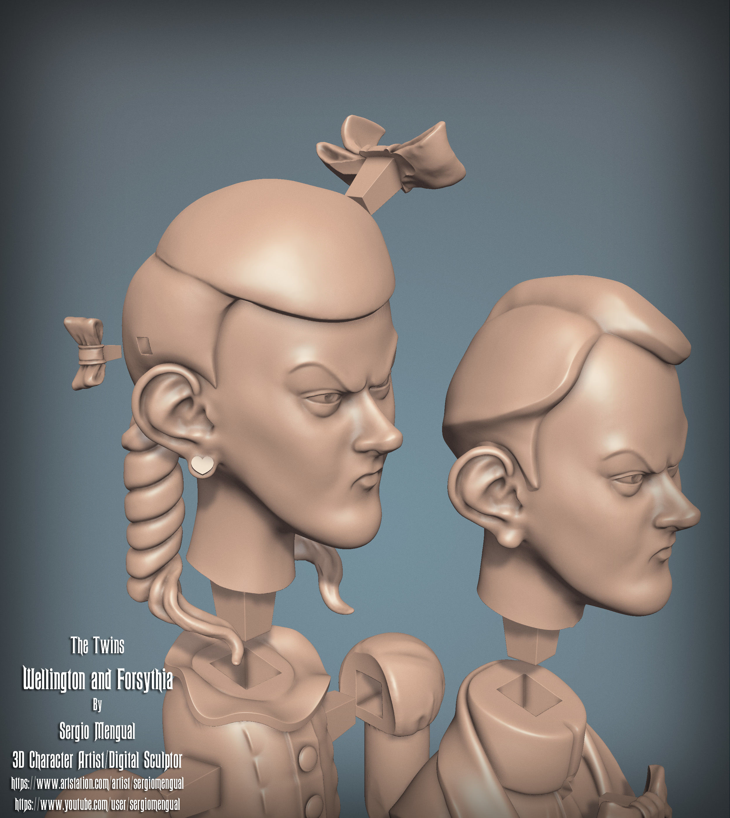 Haunted Mansion The Twins 3D Printable Busts 3D model 3D printable ...