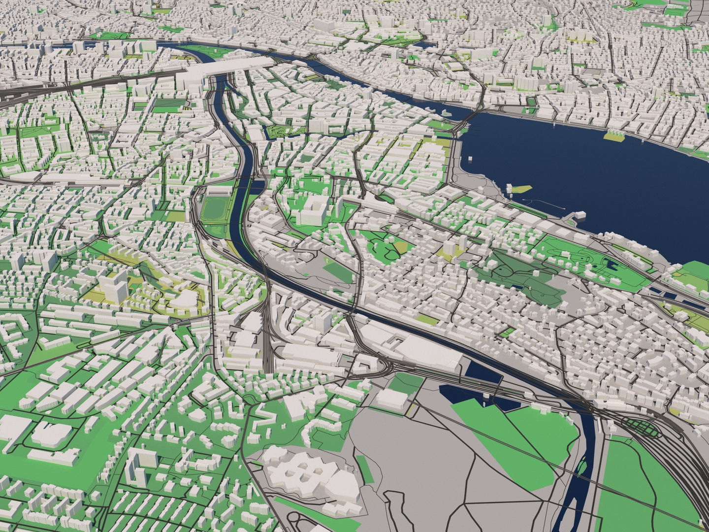 Zurich 25x25km City Map Model 3D model | CGTrader