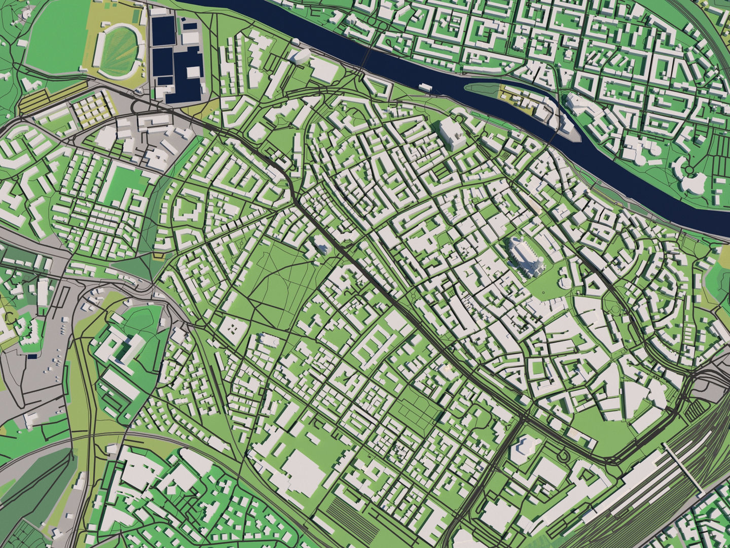 Ulm Germany 30x30km City Map 3D model | CGTrader