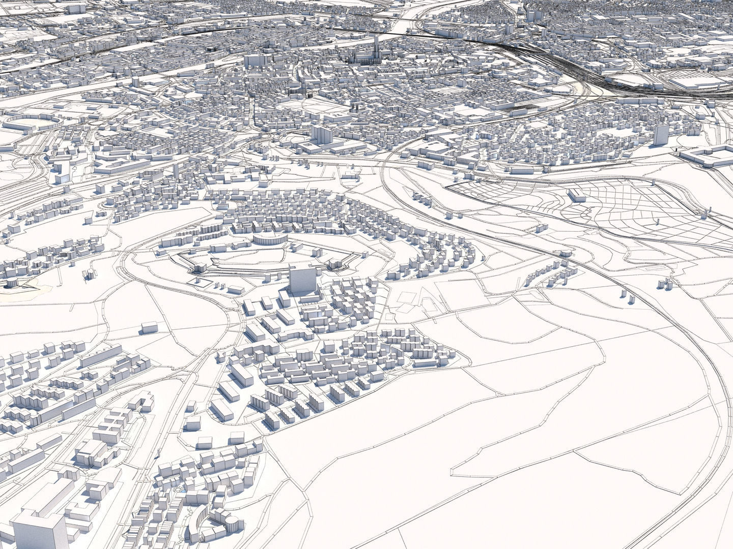 Ulm Germany 30x30km City Map 3D model | CGTrader