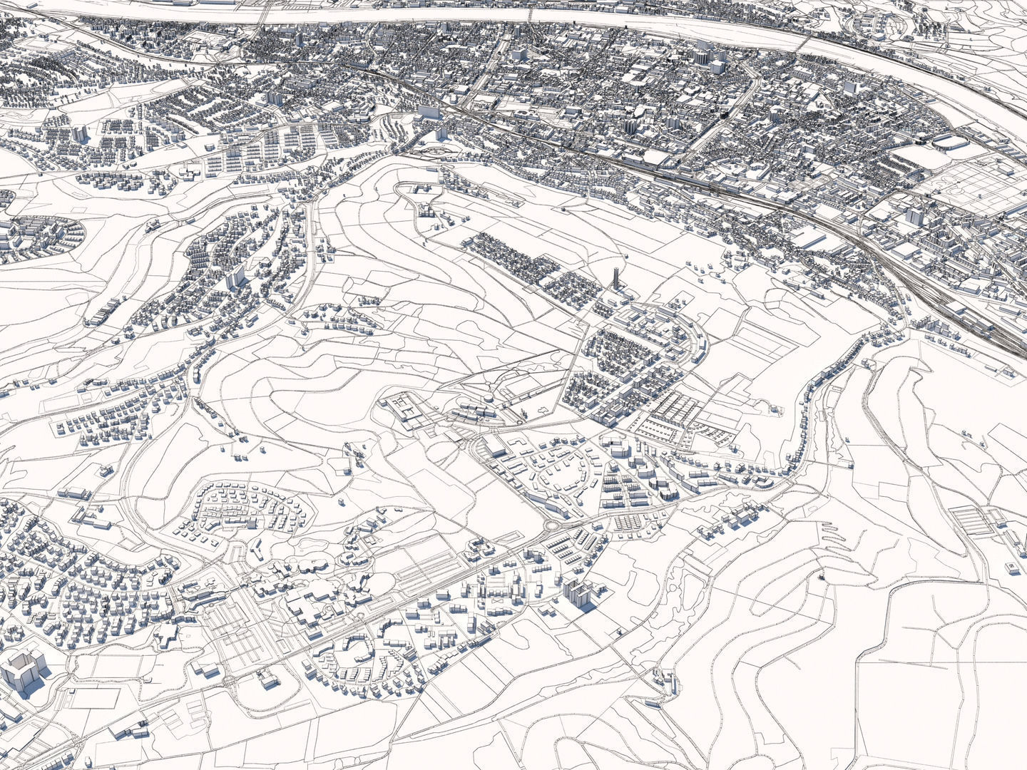 Trier Germany 30x30km City Map 3D model | CGTrader