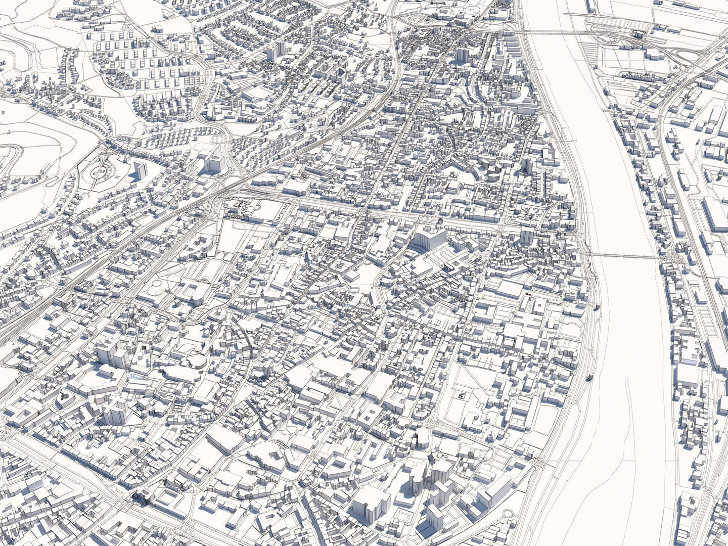 Trier Germany 30x30km City Map 3D model | CGTrader