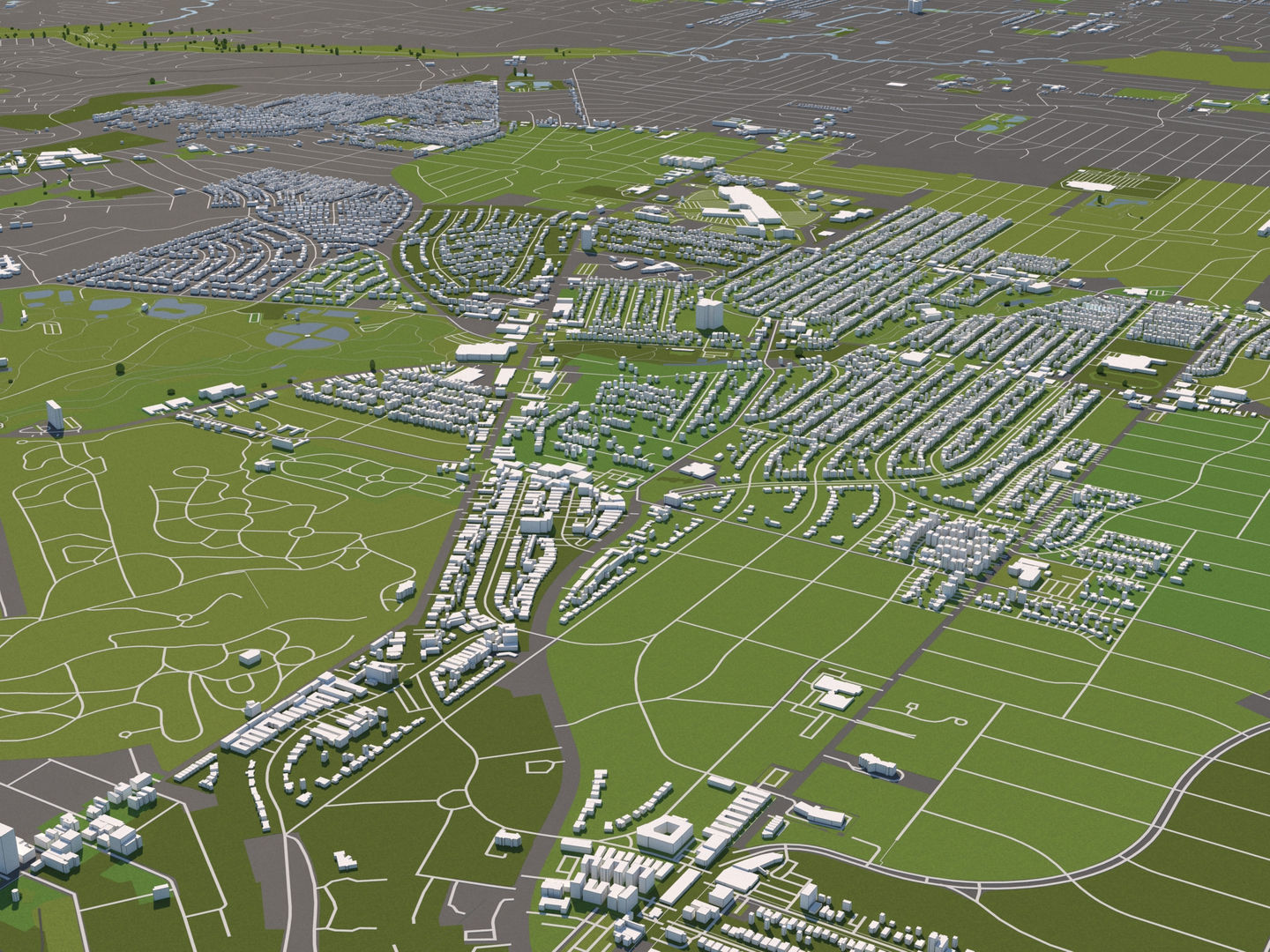 Cleveland 50x50km City Map 3D model | CGTrader