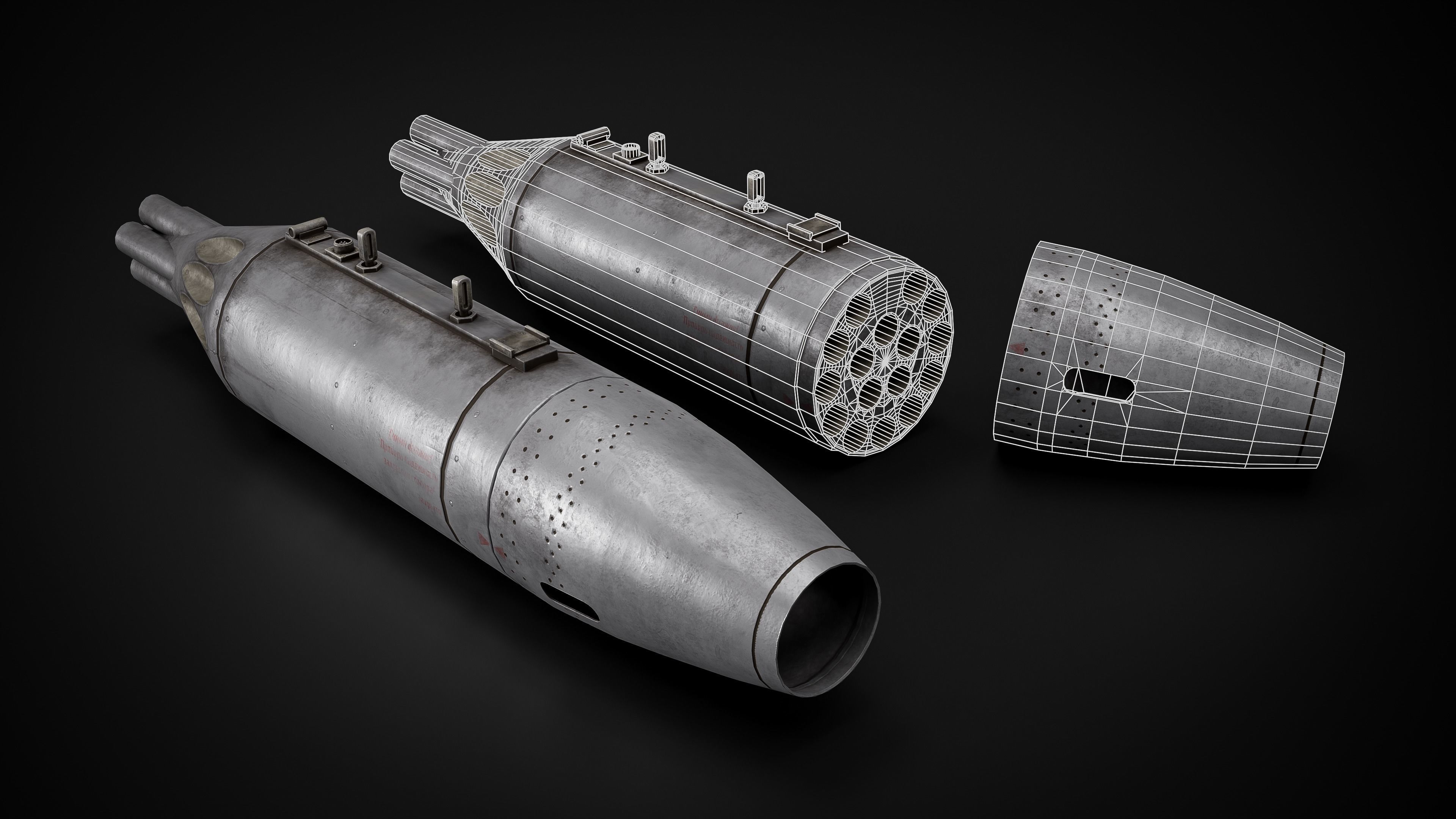 3D model Game ready model of UB-16-57UM unguided missile rockets ...