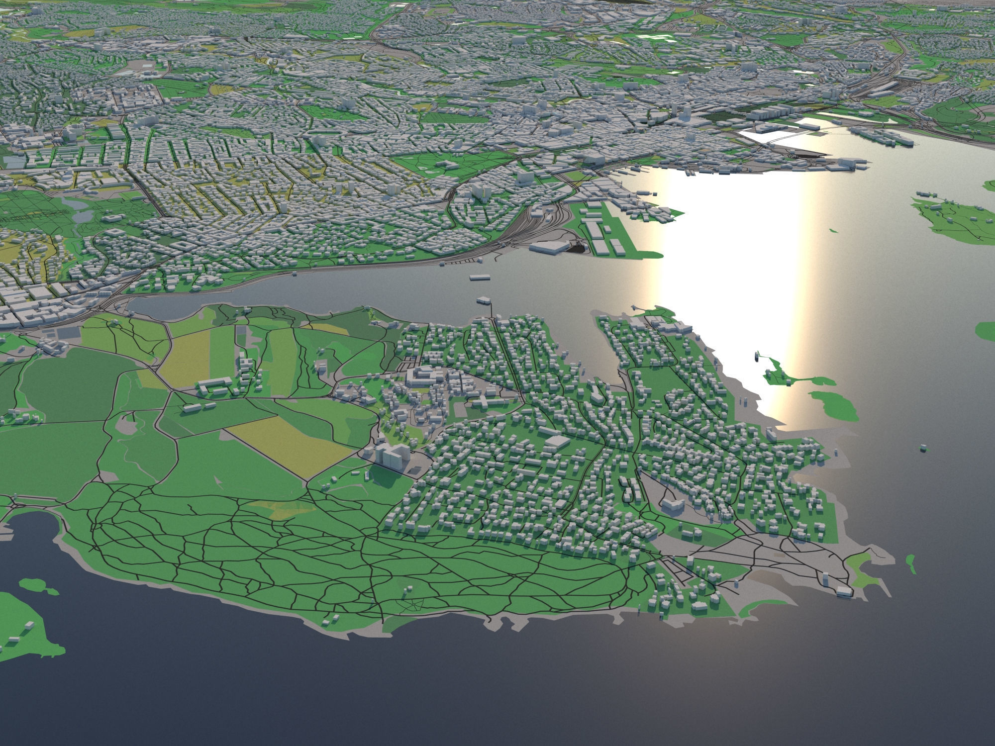 Oslo Norway 30x30km City Map 3D model | CGTrader