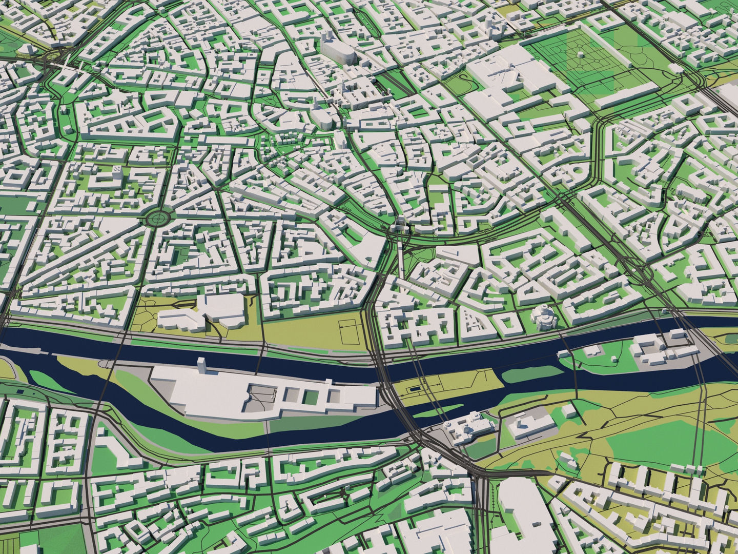 Munich Germany 25x25km City Map 3D model | CGTrader
