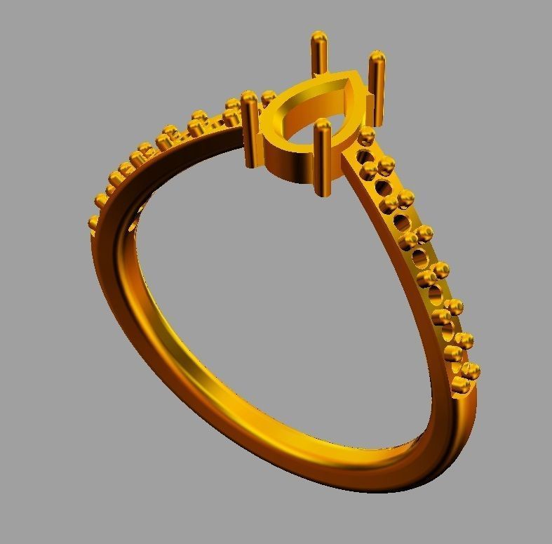 Gemstone Ring V Shape 3D model 3D printable | CGTrader
