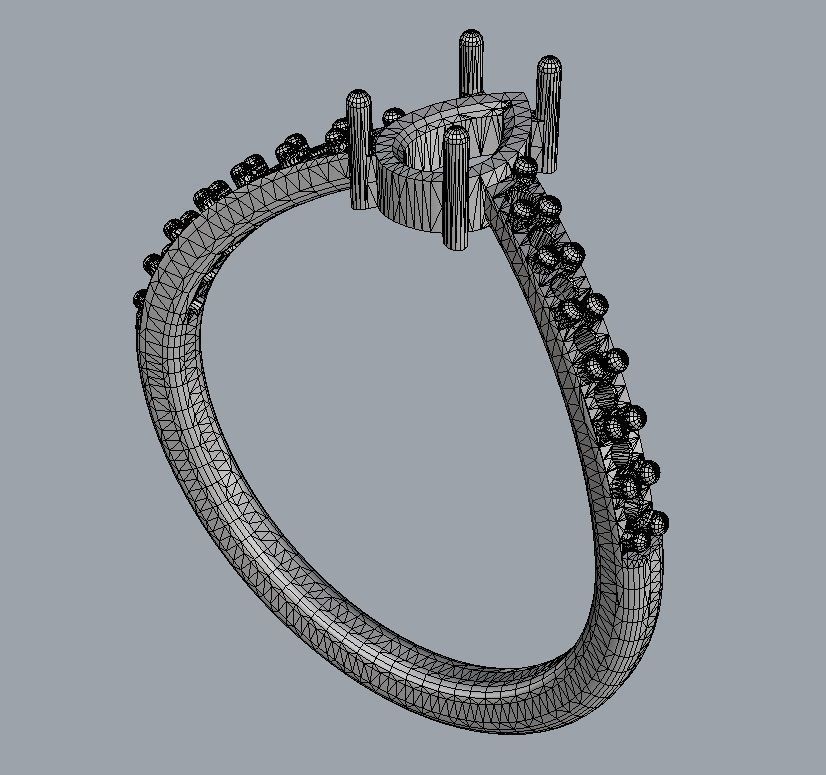Gemstone Ring V Shape 3D model 3D printable | CGTrader