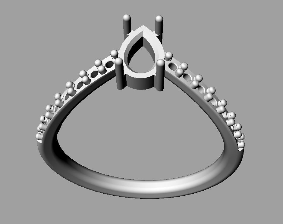 Gemstone Ring V Shape 3D model 3D printable | CGTrader