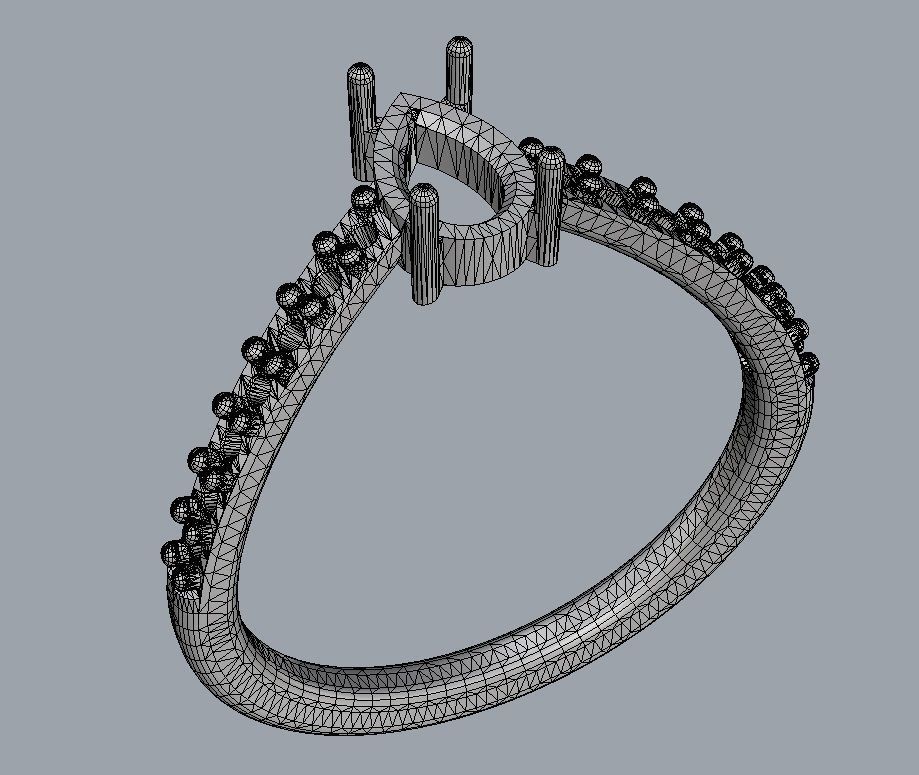 Gemstone Ring V Shape 3D model 3D printable | CGTrader