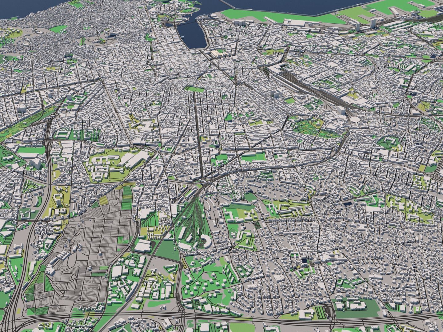 Marseille France 25x25km City Map 3D model | CGTrader