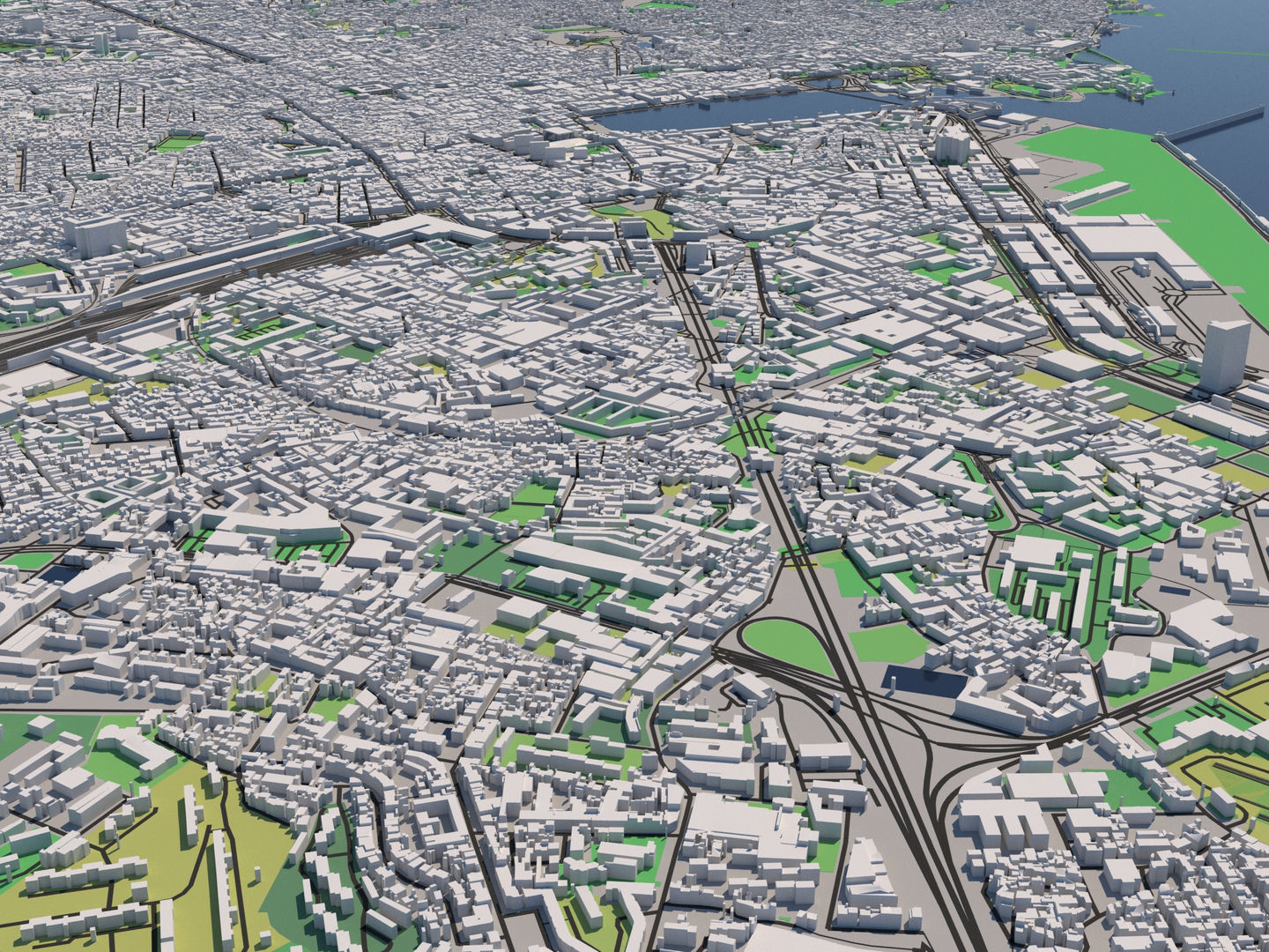 Marseille France 25x25km City Map 3D model | CGTrader