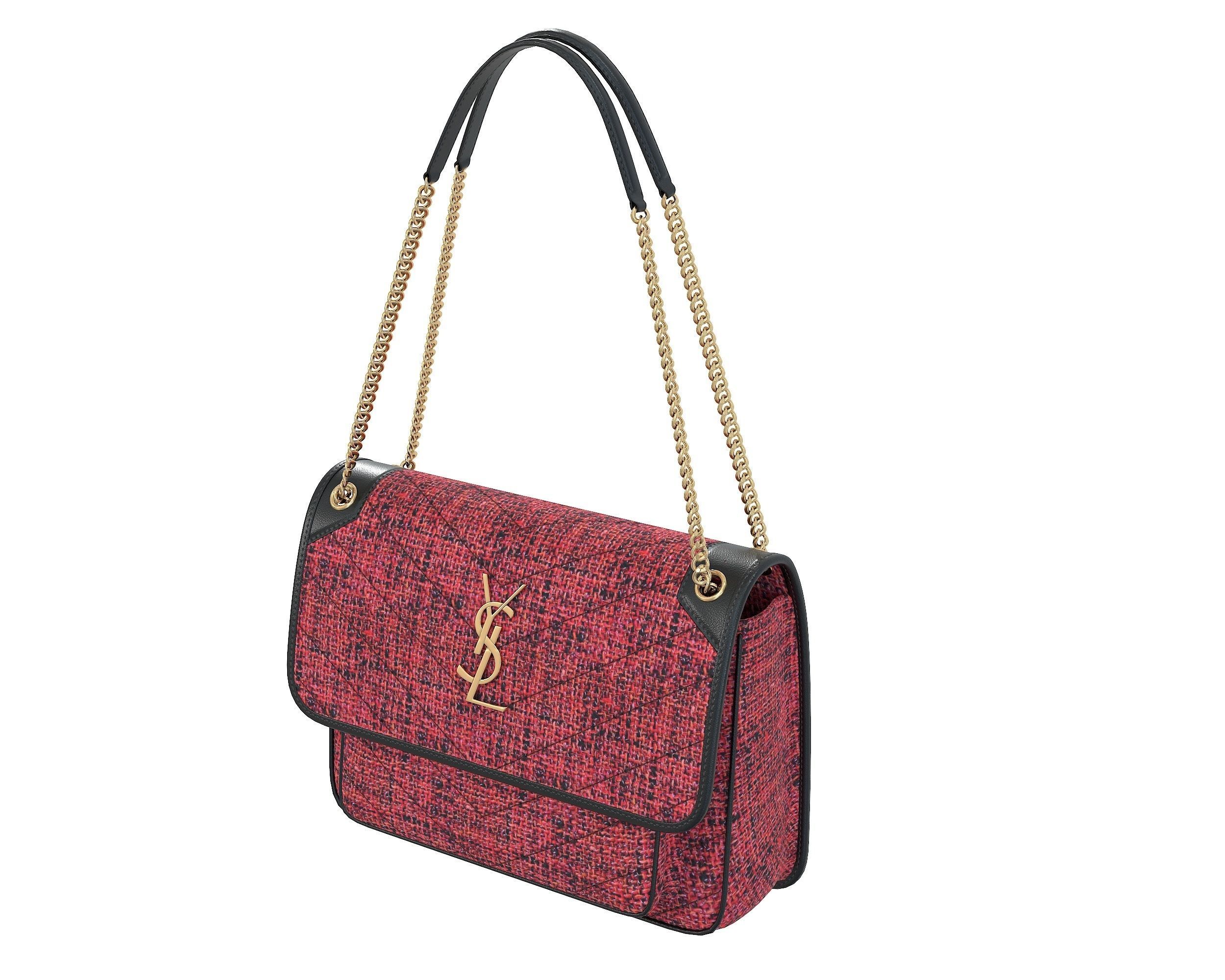3D model YSL Saint Laurent Niki Bag Red Tweed VR / AR / low-poly | CGTrader