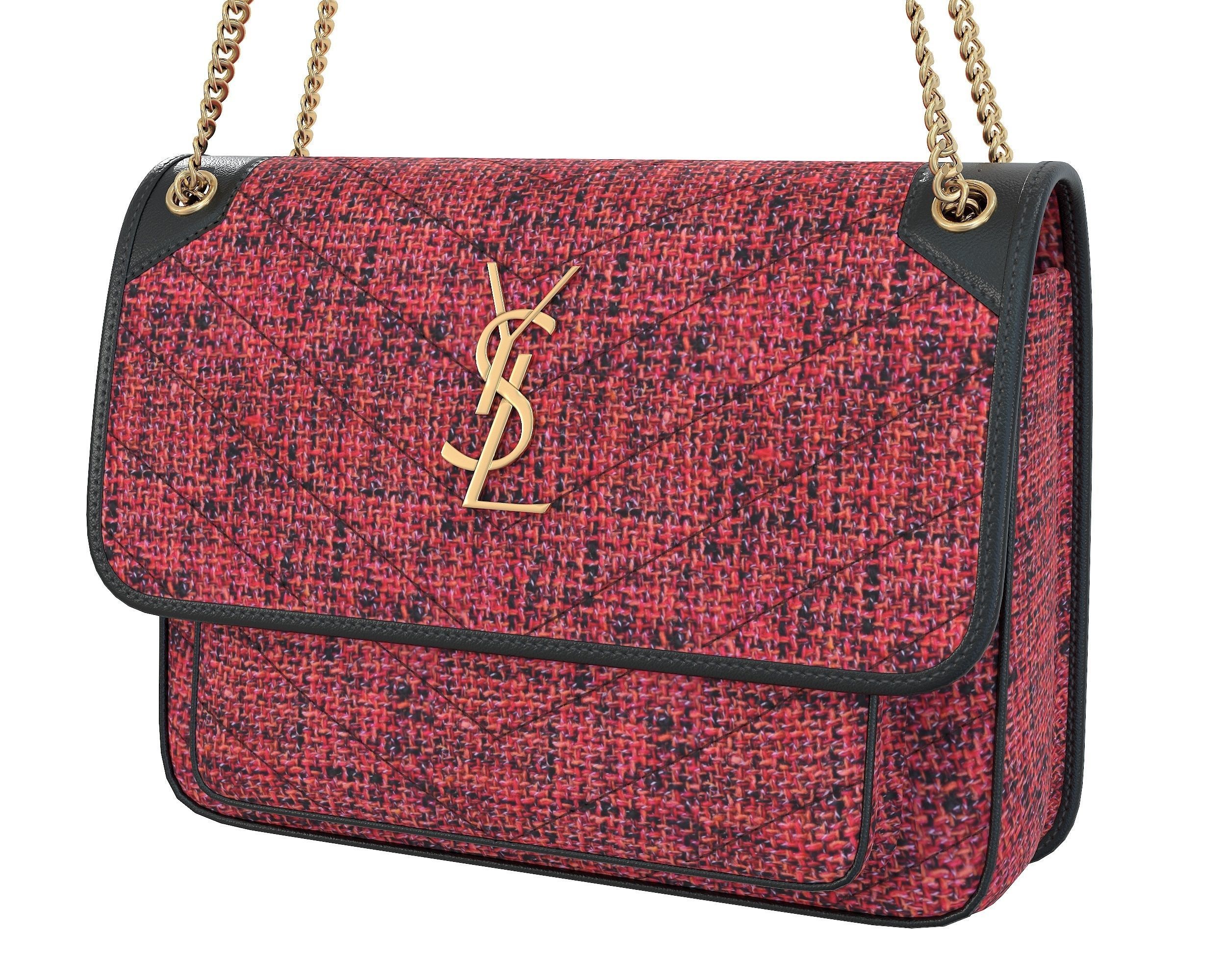 3D model YSL Saint Laurent Niki Bag Red Tweed VR / AR / low-poly | CGTrader