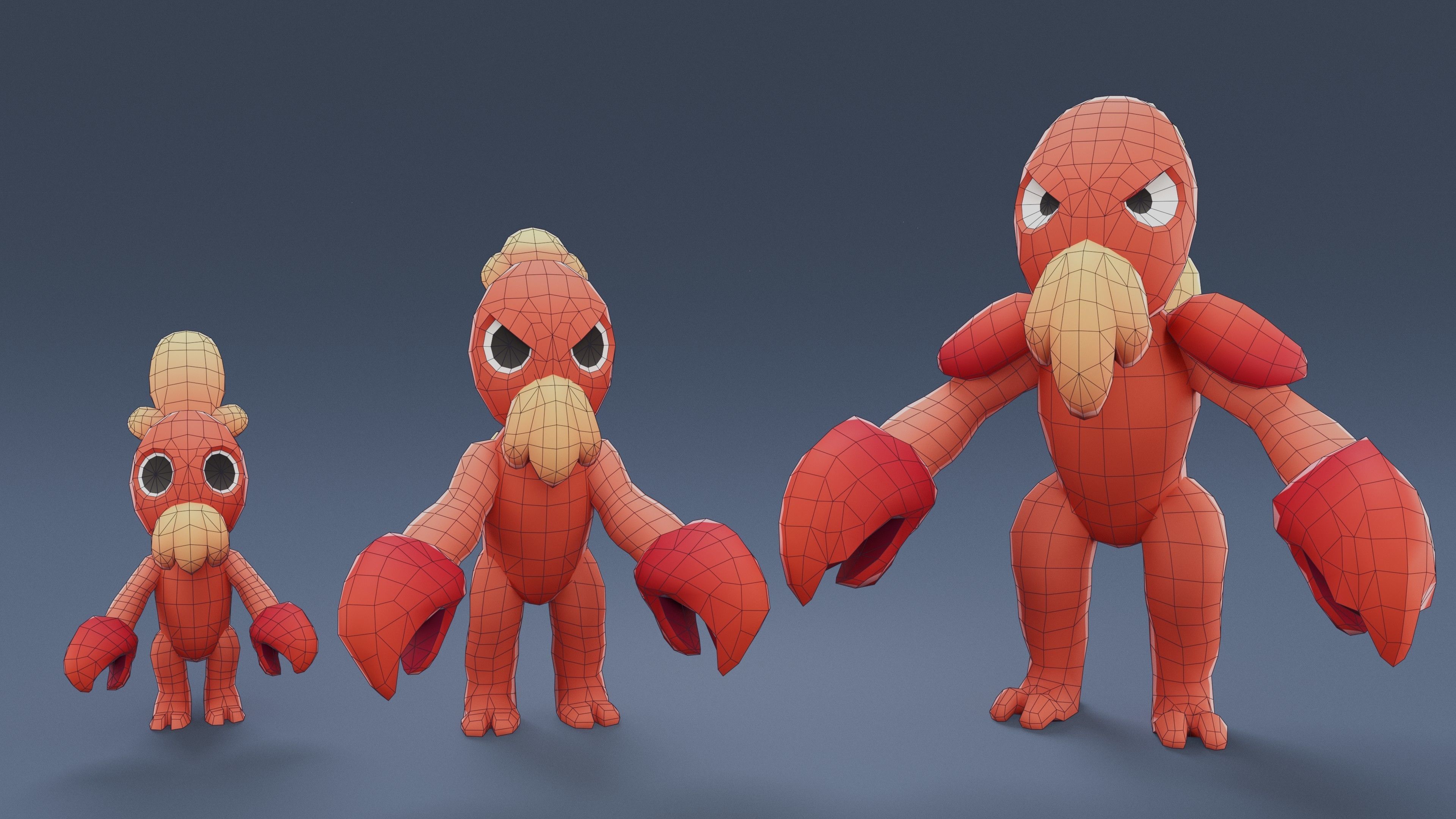 3D model Cartoon Characters - Evolution Lobster Warrior VR / AR / low ...
